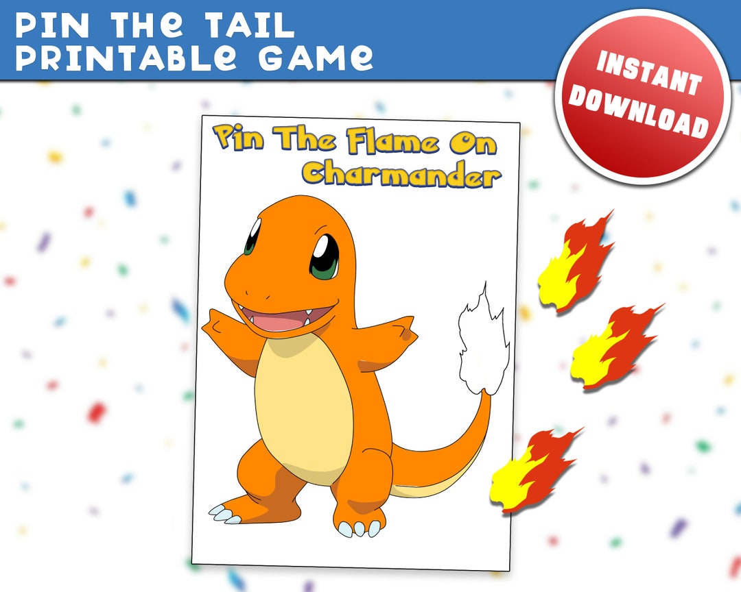 Pin the Flame on Charmander Party Game: Kids Birthday (digital Download ...