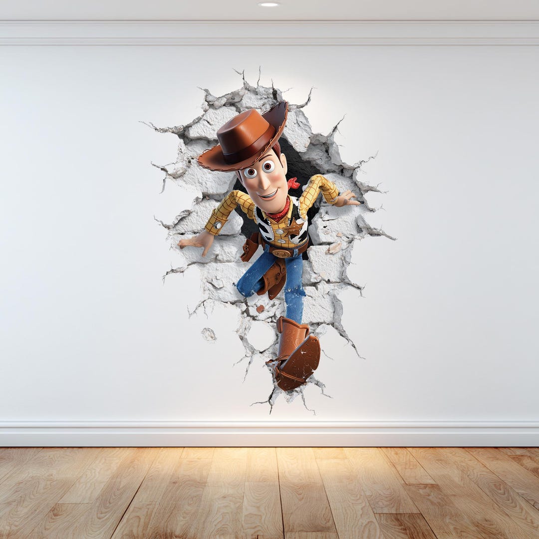 Woody Wall Decal: Toy Story Nursery Decor Smashing Through the Wall ...