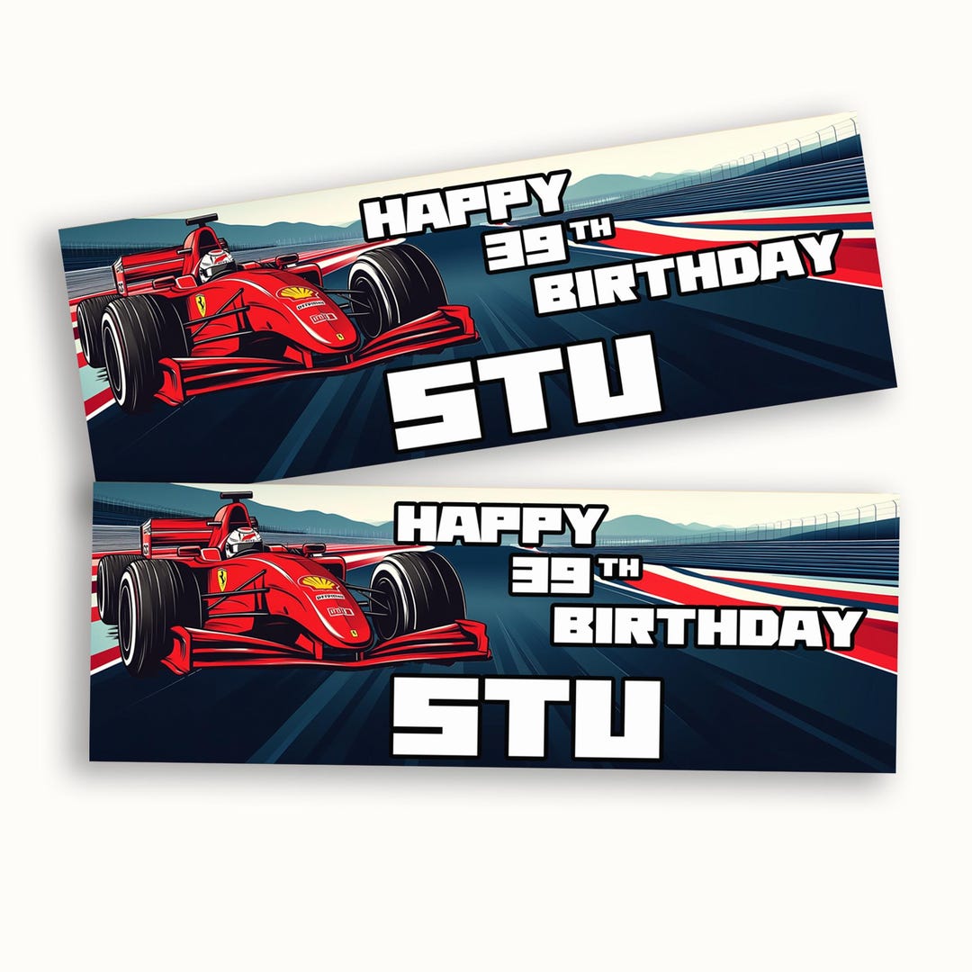 Personalized Formula One Theme D2 Birthday Banner: Custom Name & Age - Etsy