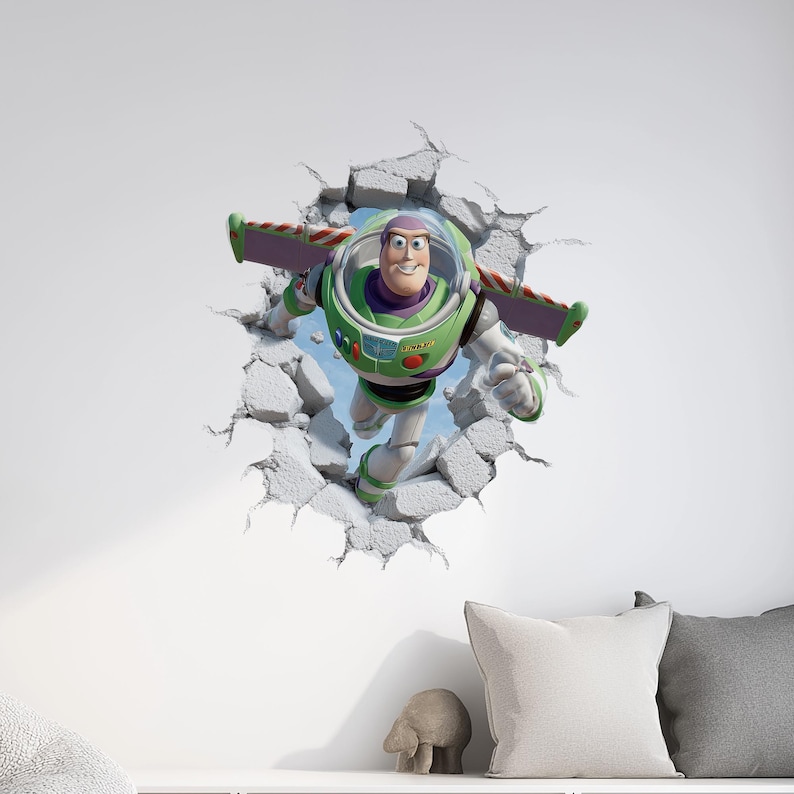 Buzz Lightyear Wall Decal: Toy Story Nursery Decor Smashing Through the ...
