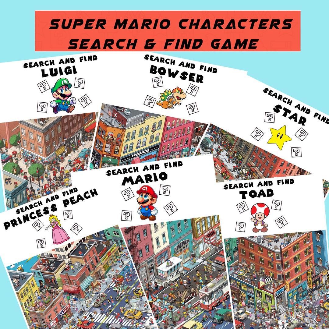 Super Mario Search and Find Game Digital PDF for Kids Parties Printable ...