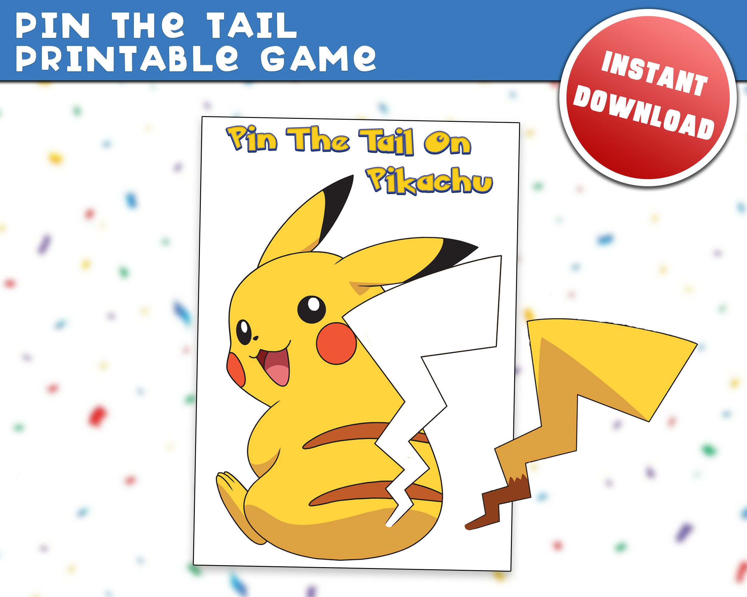 Pin the Tail on Pikachu Fun Birthday Party Celebration Event Children's ...