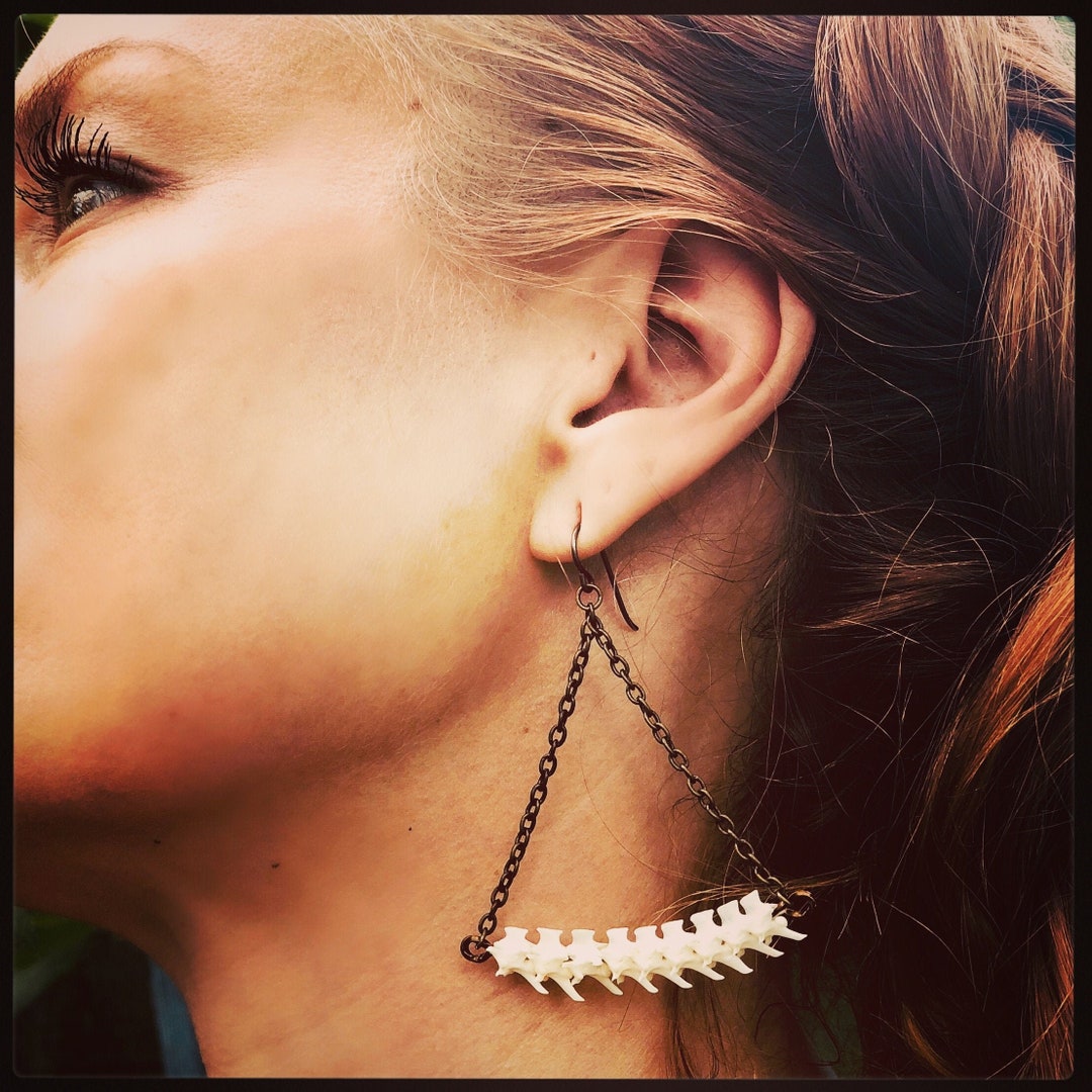 Brass & Bone Rattlesnake Vertebrae Earrings - Etsy