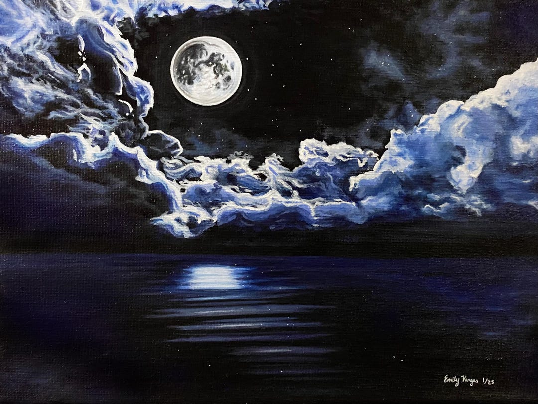 Moonscape Painting - 8x10" or 11x14" Matte or Glossy Print - Etsy
