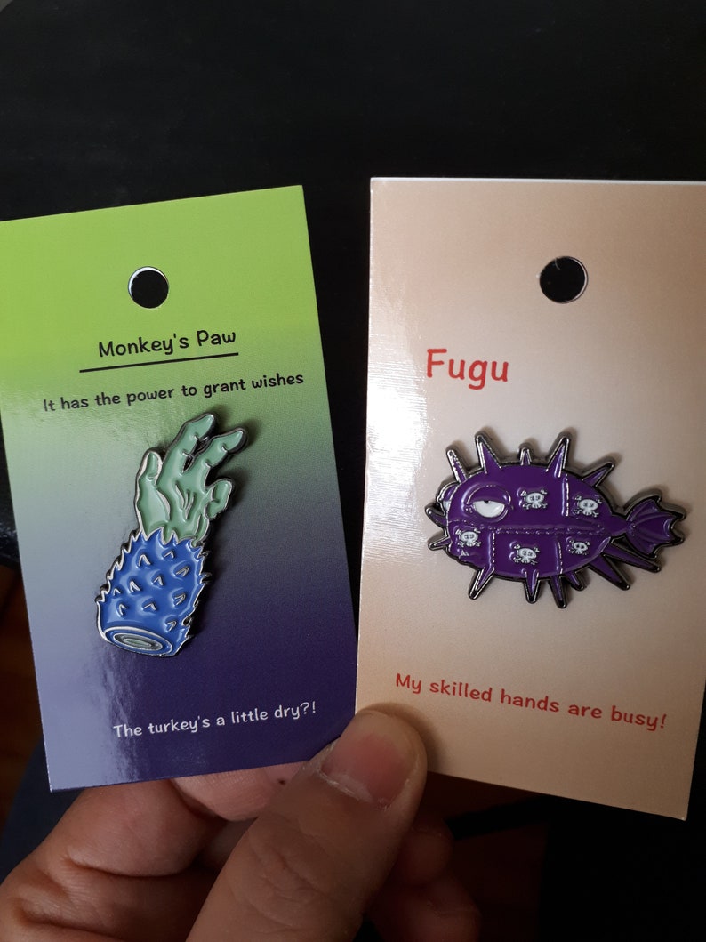 Simpsons Enamel Pins Treehouse of Horrors Monkey Paw Fugu | Etsy