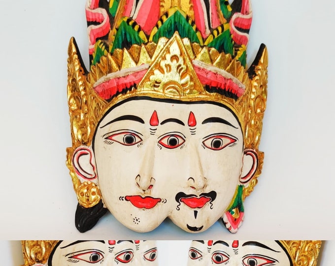 BURMESE WALL MASK Traditional 3rd Eye Male/female Burmese Hand-carved ...