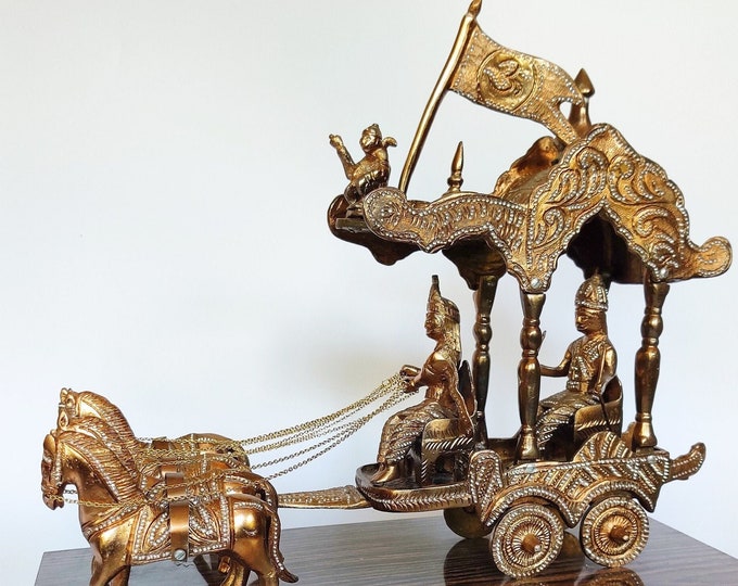 KRISHNA ARJUNA RATH Rare Vintage Crystals Copper Over Brass | Large ...