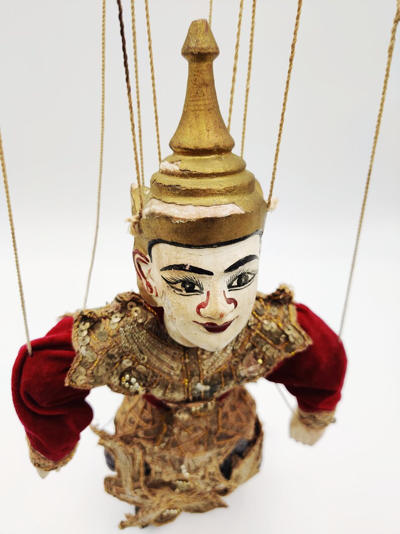 ANTIQUE BURMESE PUPPET Old String Puppet Red Velvet Beaded | Etsy