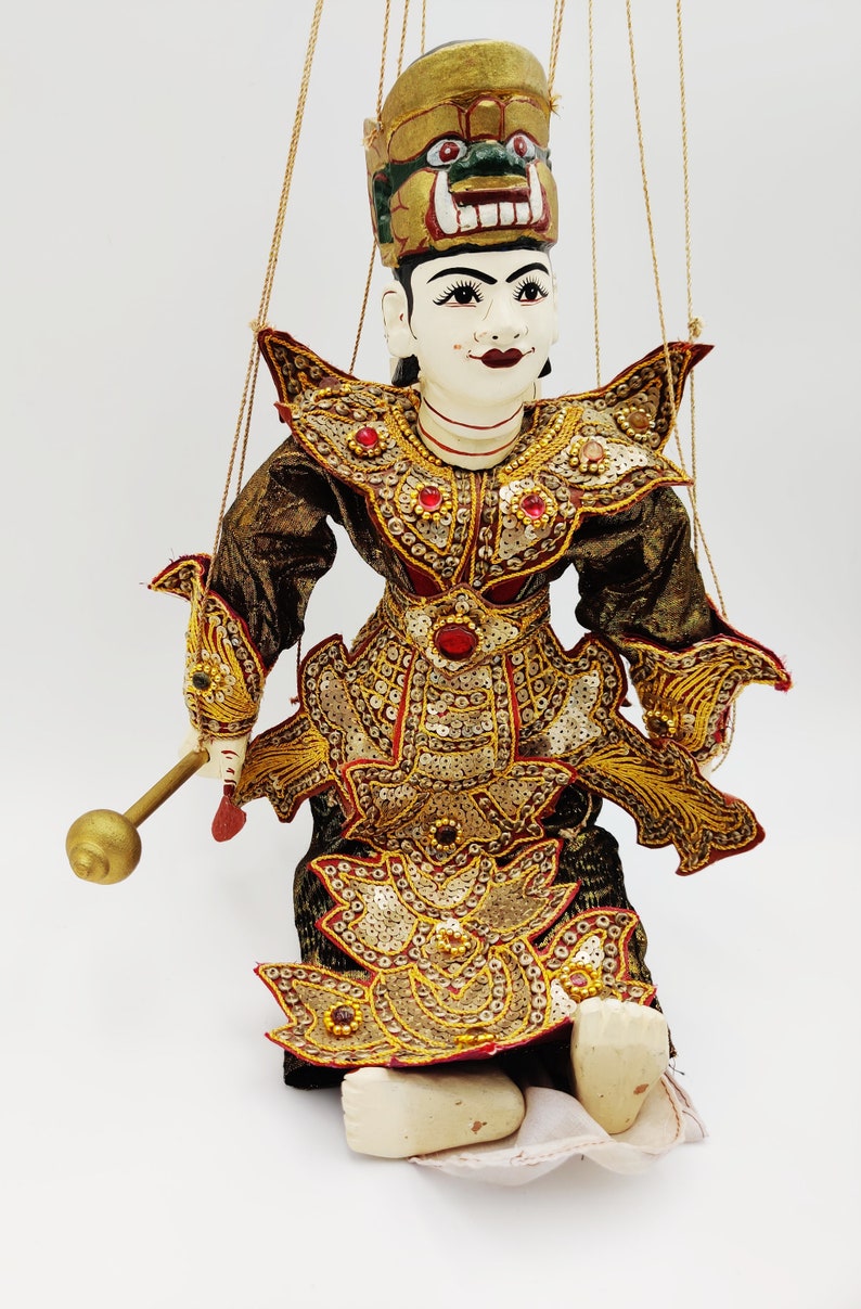 BURMESE HANUMAN MARIONETTE Vintage Gilt Puppet Colorful Beaded - Etsy