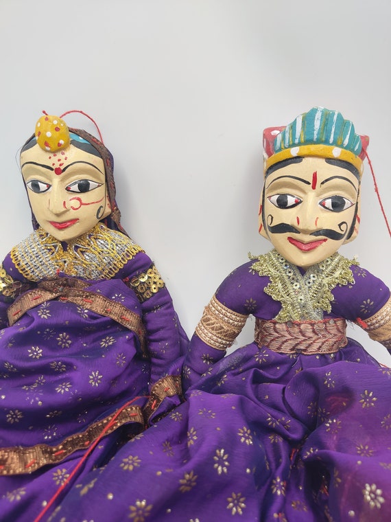 INDIAN STRING PUPPETS Rajasthani Kathputli Couple Chiffon - Etsy