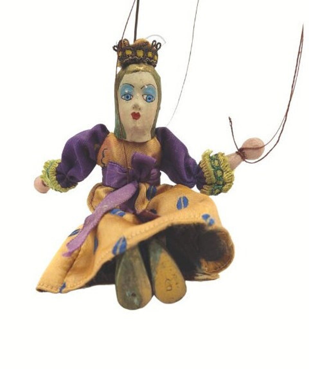 OLD CZECH MARIONETTE Vintage Wood Carved and Hand-painted Queen String ...