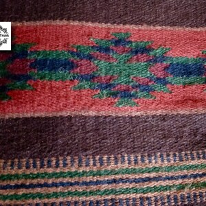 AZTEC SERAPE RUG 64" X 32" Stunning Vintage Southwestern Wool Rug With ...