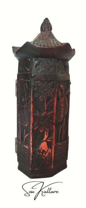 PORTABLE BUDDHIST SHRINE Signed Carved Wood Shrine of Quan - Etsy