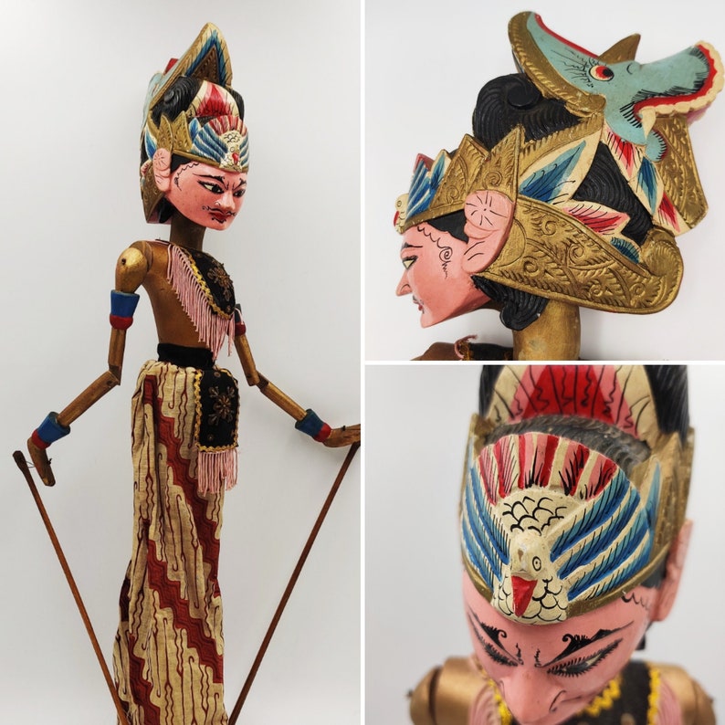 68.5cm JAVANESE ROD PUPPET Rare Antique Javanese Wayang Golek Theatre ...