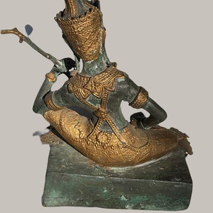THAI MUSICIAN STATUE Circa 1950 Heavy Bronze Statue of Prince Pra Apai ...