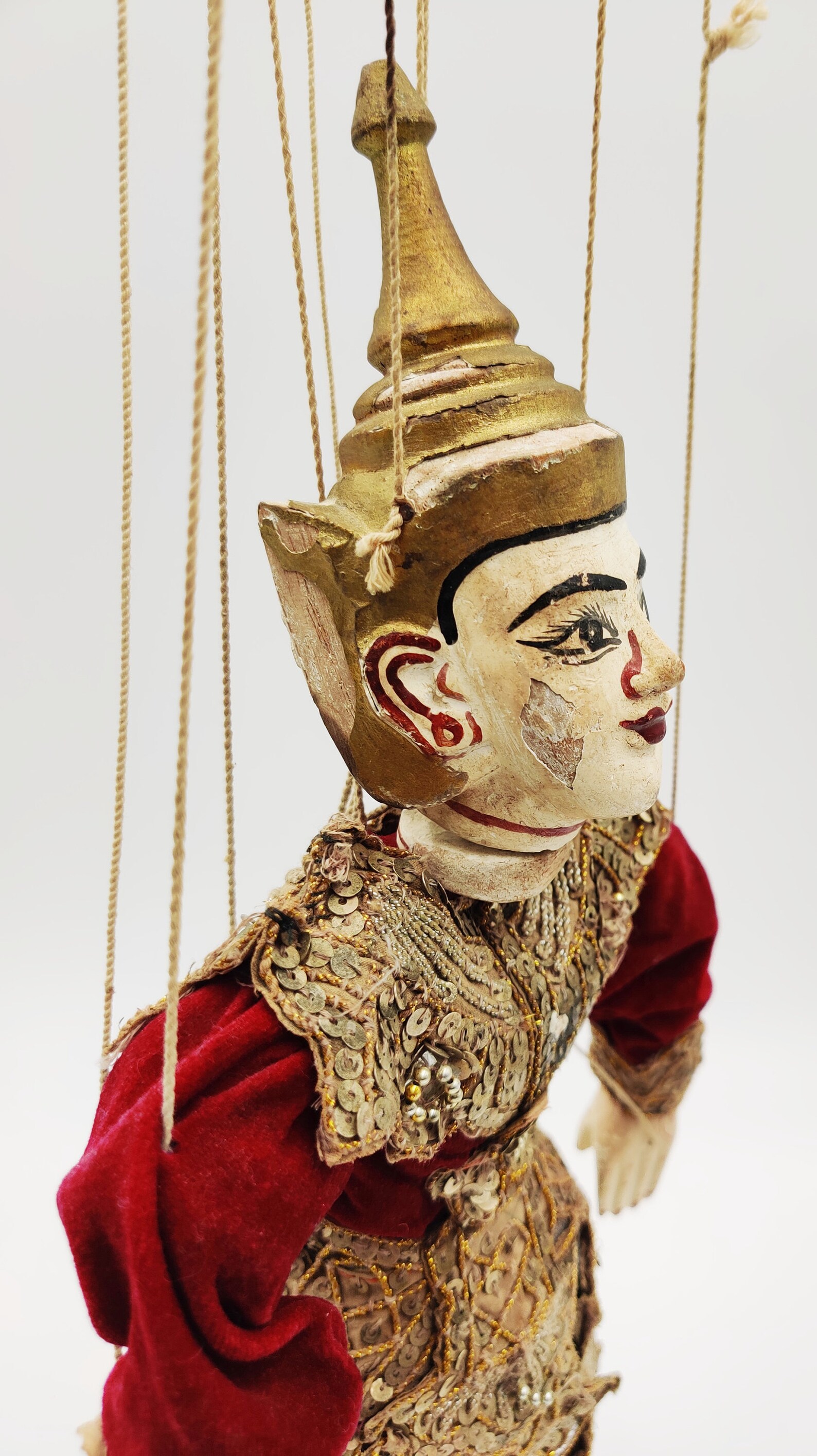 ANTIQUE BURMESE PUPPET Old String Puppet Red Velvet Beaded | Etsy