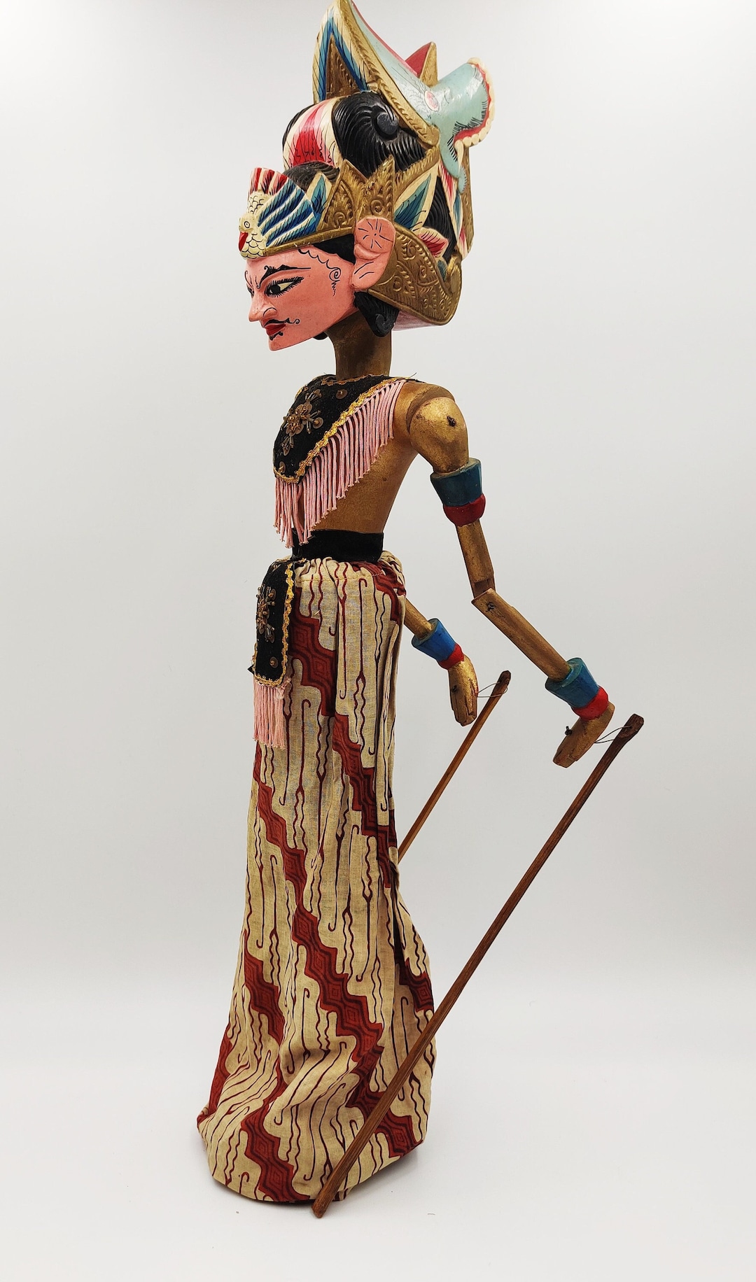 68.5cm JAVANESE ROD PUPPET Rare Antique Javanese Wayang Golek Theatre ...