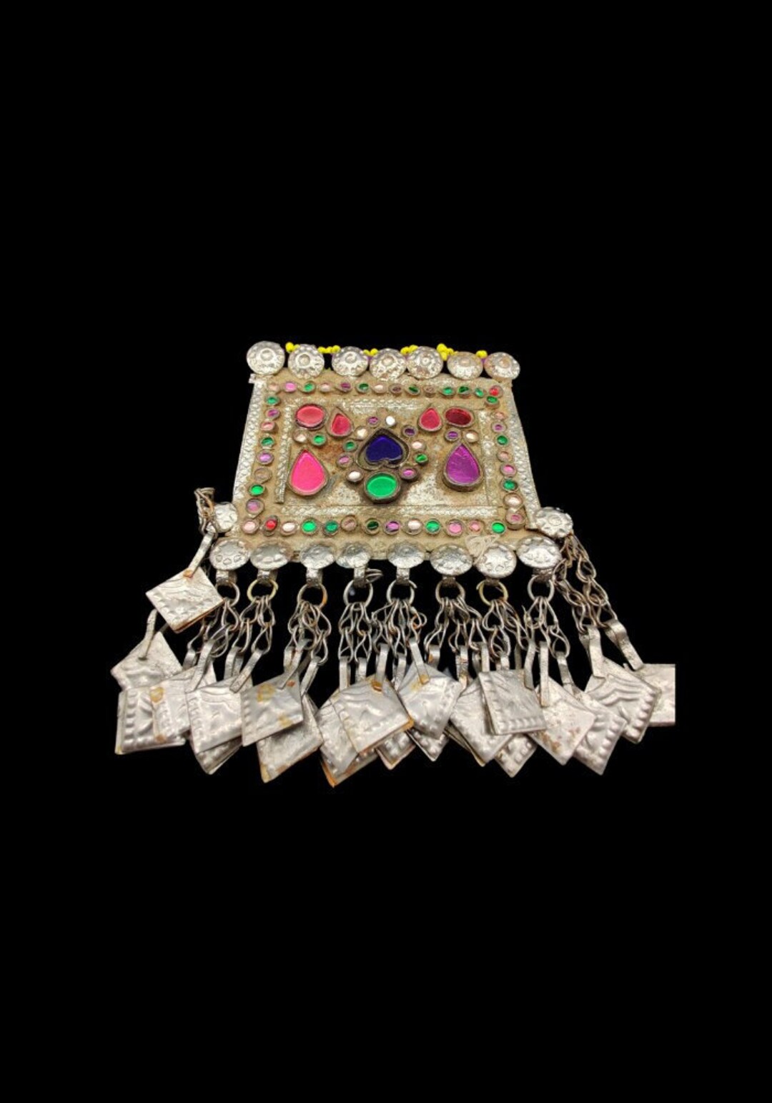 HUGE KUCHI PENDANT Antique Over-sized Tribal Ethnic Jeweled Pendant ...