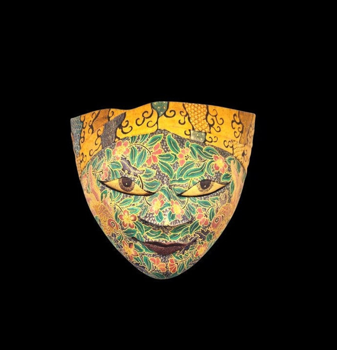 JAVA BATIK MASK Authentic Highly Detailed Over-sized Vintage Topeng ...