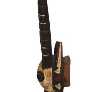 BOBO INDIGENOUS WALLHANGING Vintage Wood Carved Polychrome Antelope ...