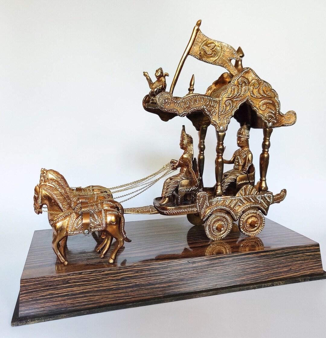 KRISHNA ARJUNA RATH Rare Vintage Crystals Copper Over Brass | Large ...