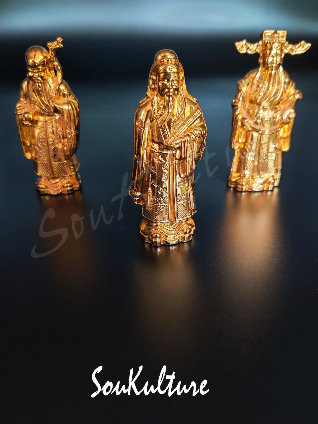 FENG SHUI DECOR Vintage Stamped Fu Lu Shou Statuette Set. Fu ( 福 ...