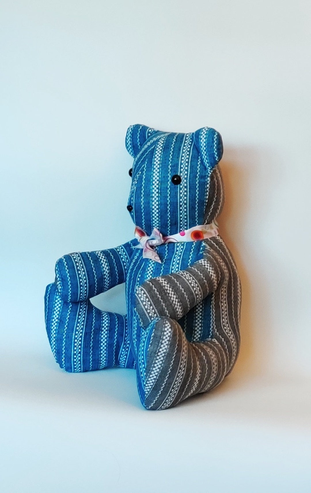 PERSONALIZED TEDDY BEAR Limited Edition Multi-fabric Snuggle Two Sided ...