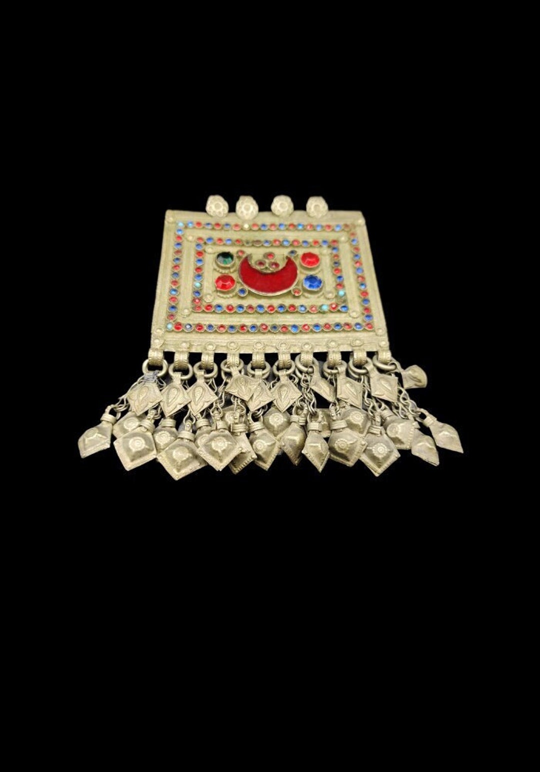 HUGE KUCHI PENDANT Antique Over-sized Tribal Ethnic Jeweled Pendant ...