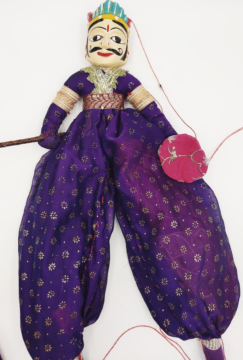 INDIAN STRING PUPPETS Rajasthani Kathputli Couple Chiffon Saree Hand ...