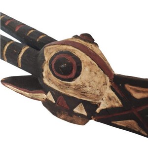 BOBO INDIGENOUS WALLHANGING Vintage Wood Carved Polychrome Antelope ...