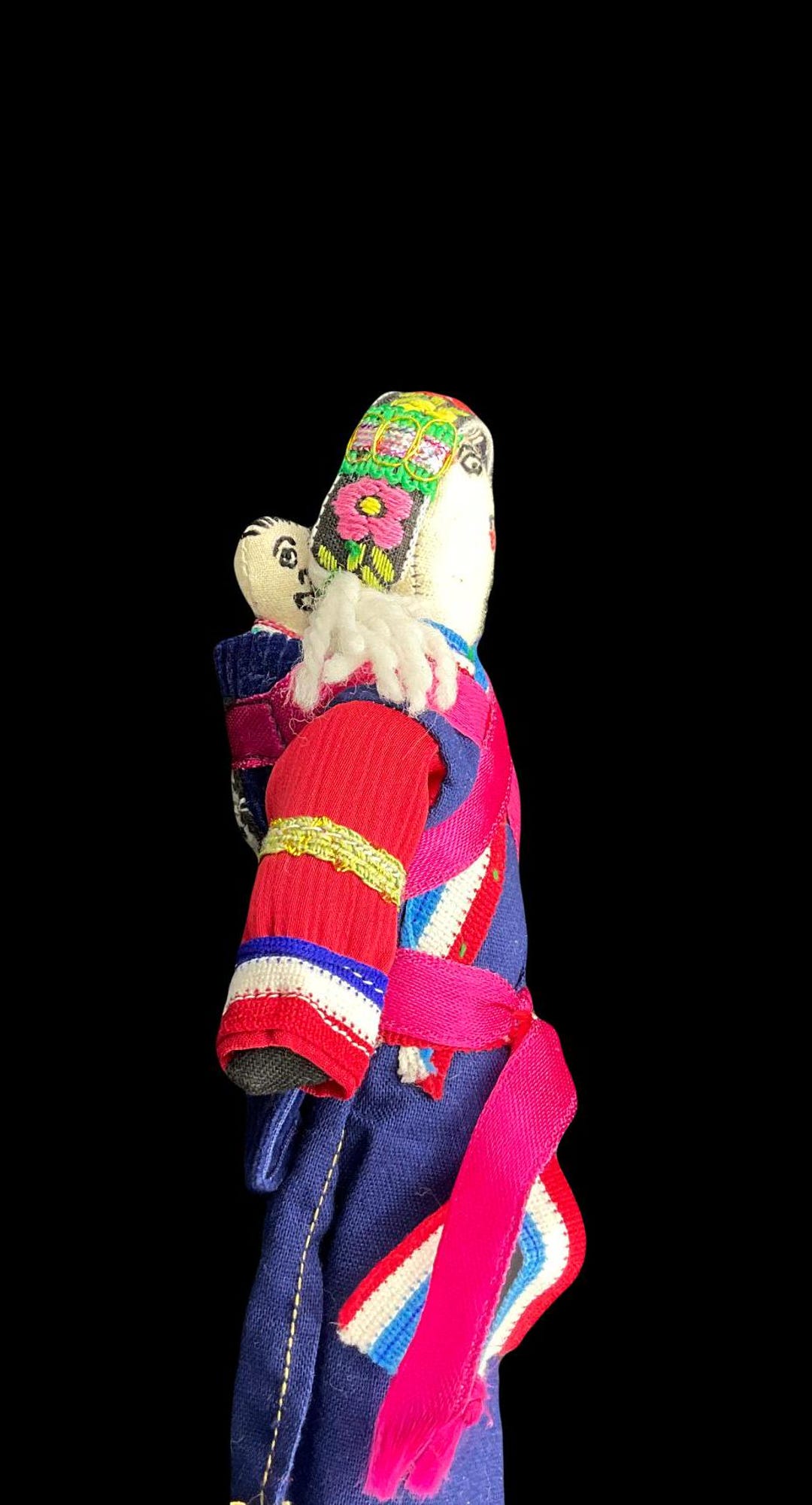 COLLECTIBLE WORRY DOLL Vintage Traditional Doll of Man Carrying Baby on ...