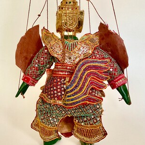 GOLDEN BURMESE MARIONETTE Vintage Gilt Puppet Beaded Sequined ...