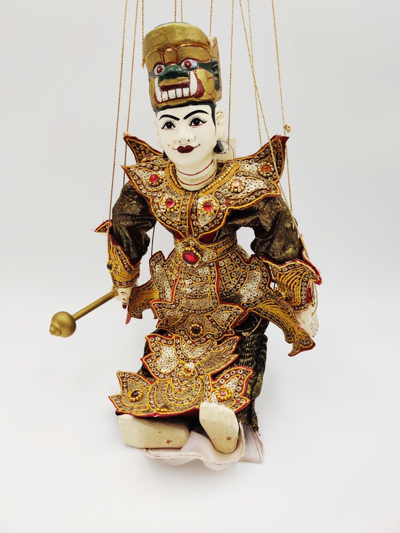 BURMESE HANUMAN MARIONETTE Vintage Gilt Puppet Colorful Beaded - Etsy