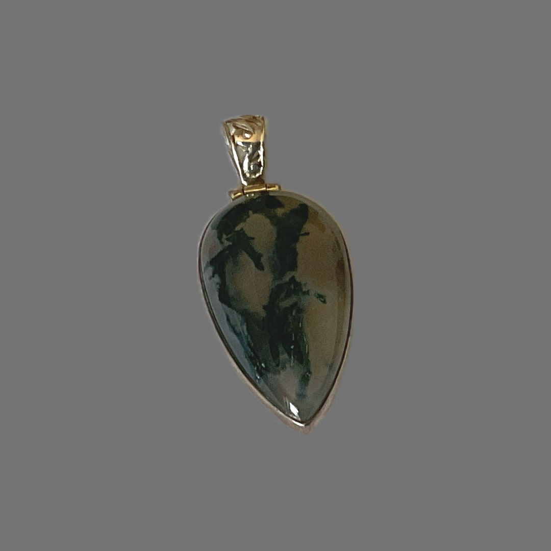 RUSSIAN DENDRITE PENDANT Vintage Sterling Silver Russian Dendrite ...