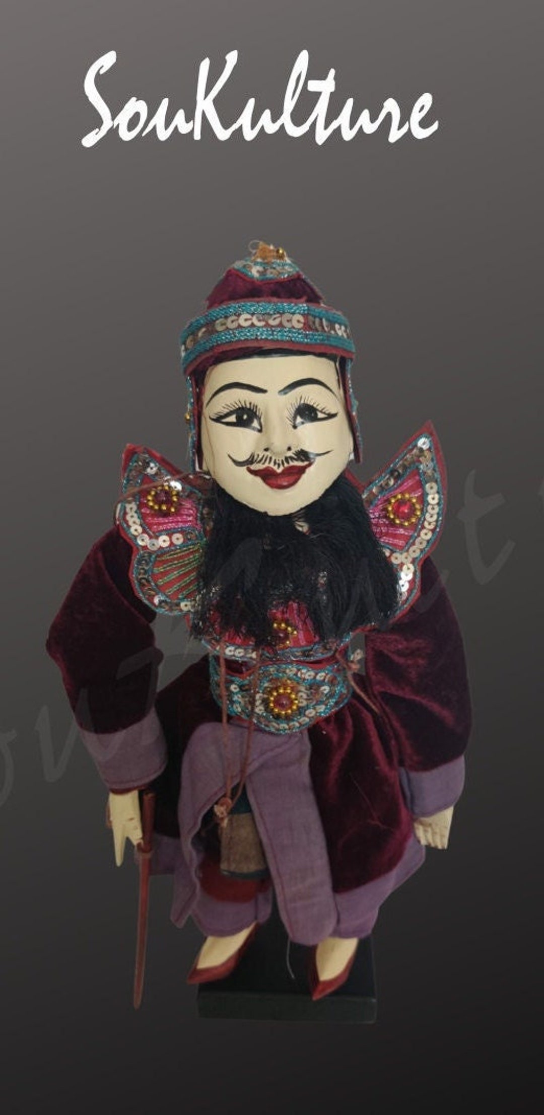 ALCHEMIST BURMESE MARIONETTE Vintage Gilt Puppet With Stand Beaded ...