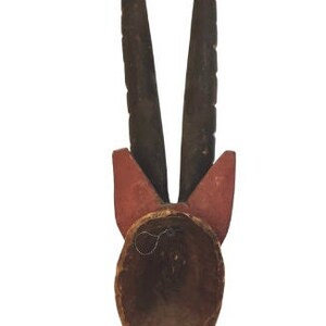 BOBO INDIGENOUS WALLHANGING Vintage Wood Carved Polychrome Antelope ...