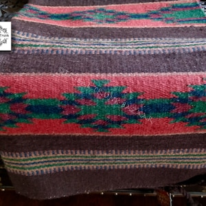 AZTEC SERAPE RUG 64" X 32" Stunning Vintage Southwestern Wool Rug With ...