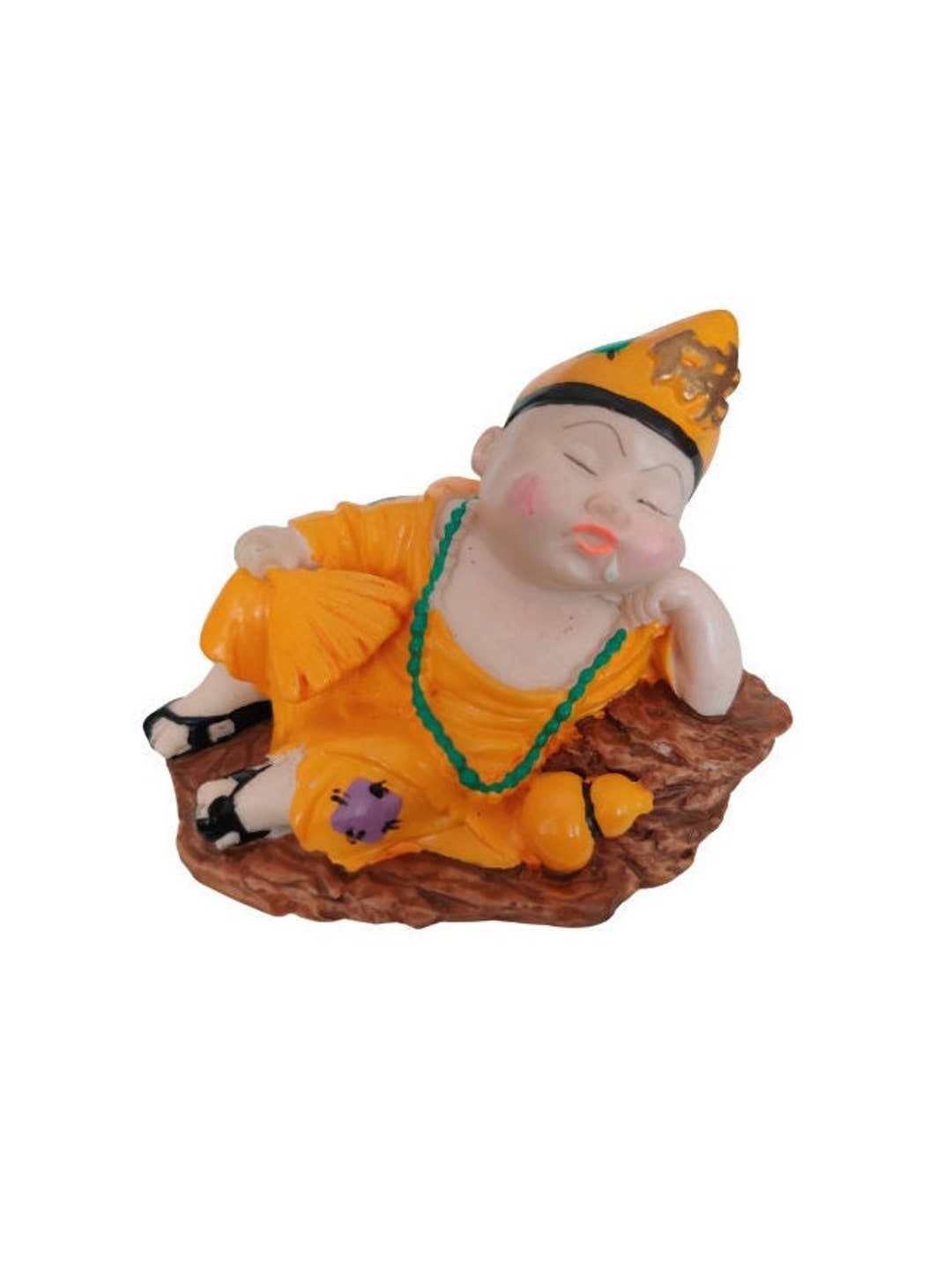 VINTAGE BABY MONK Detailed Hand-painted Cast Resin Cute Napping Baby ...