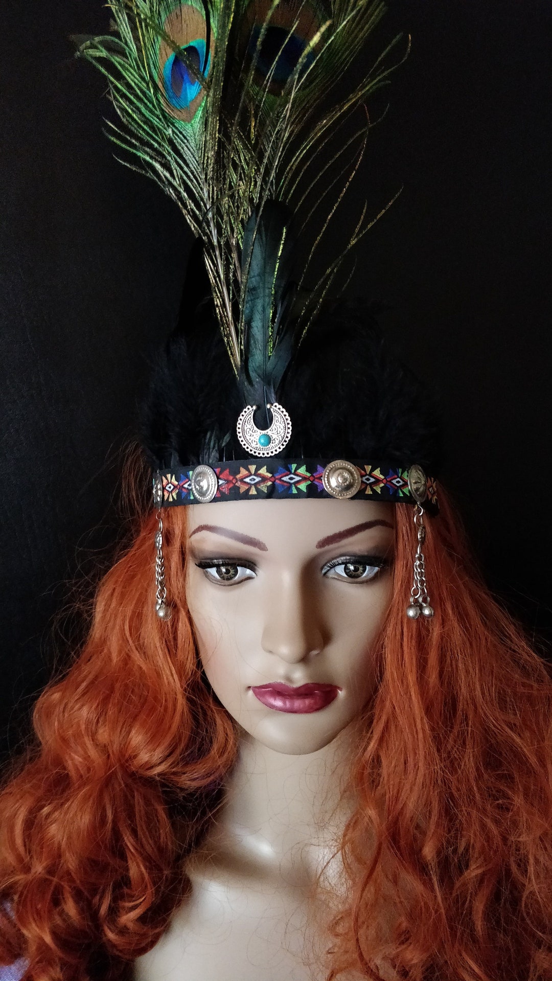 New Year's Party! PEACOCK FEATHERS HEADDRESS Handcrafted Feathers ...