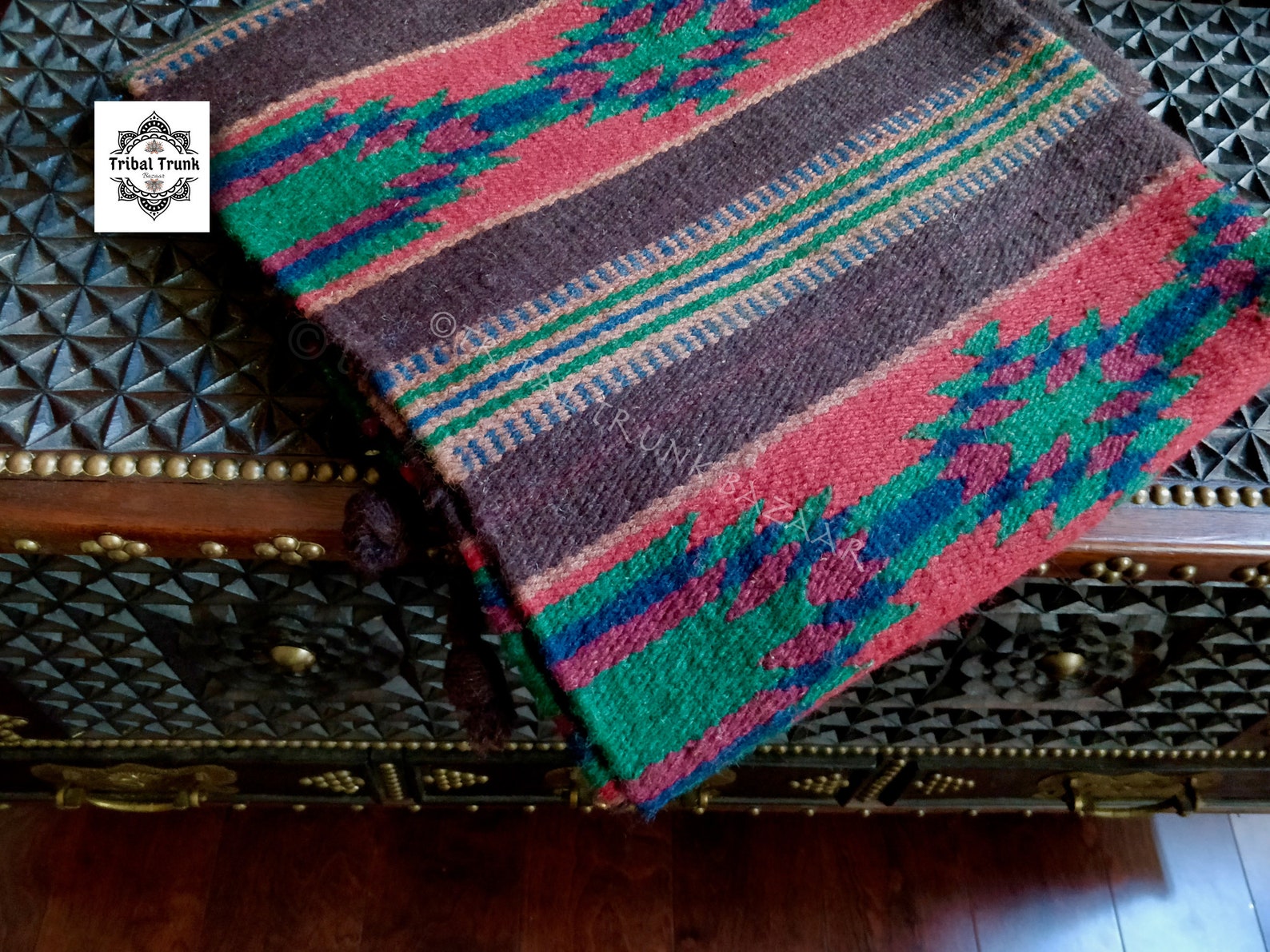 AZTEC SERAPE RUG 64 X 32 Stunning Vintage | Etsy