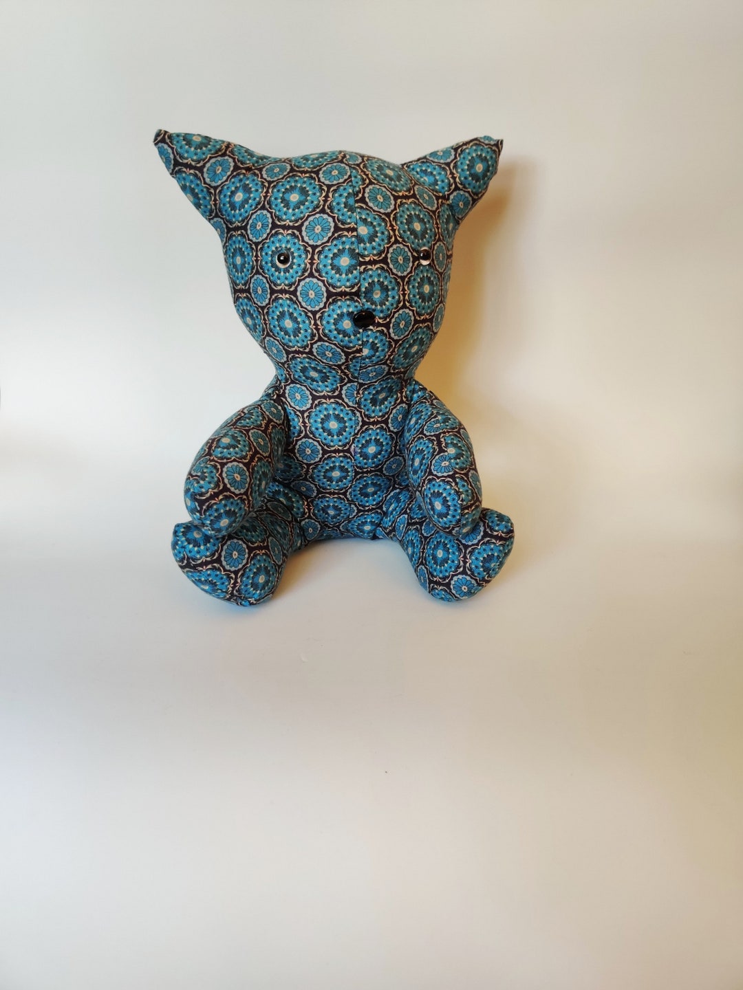 PERSONALIZED SNUGGLE KITTEN Stuffy Blue Medallions 100% Cotton Limited ...