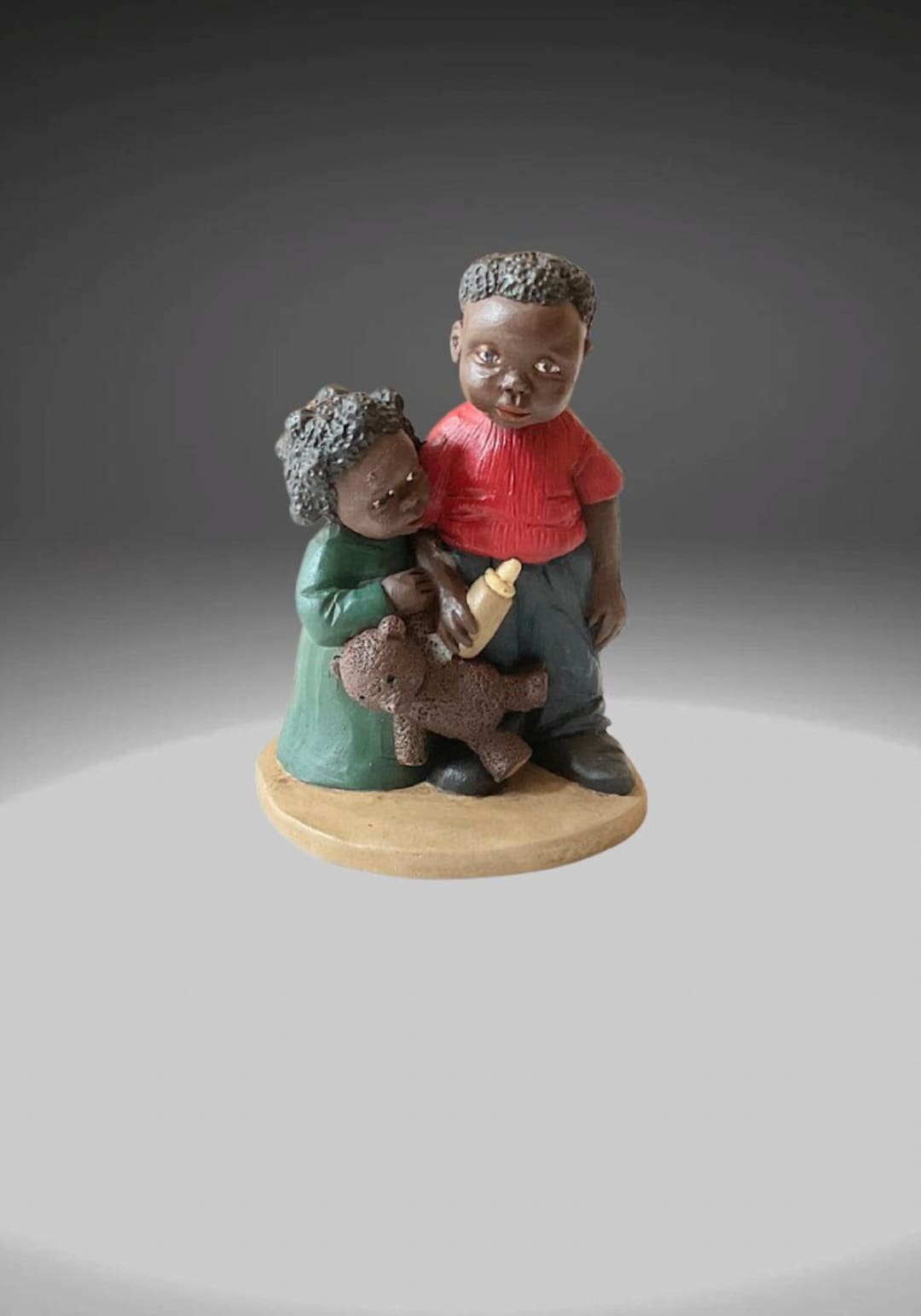 1980's CHILDREN FIGURINE AMERICANA Detailed Hand-painted Cast Poly ...