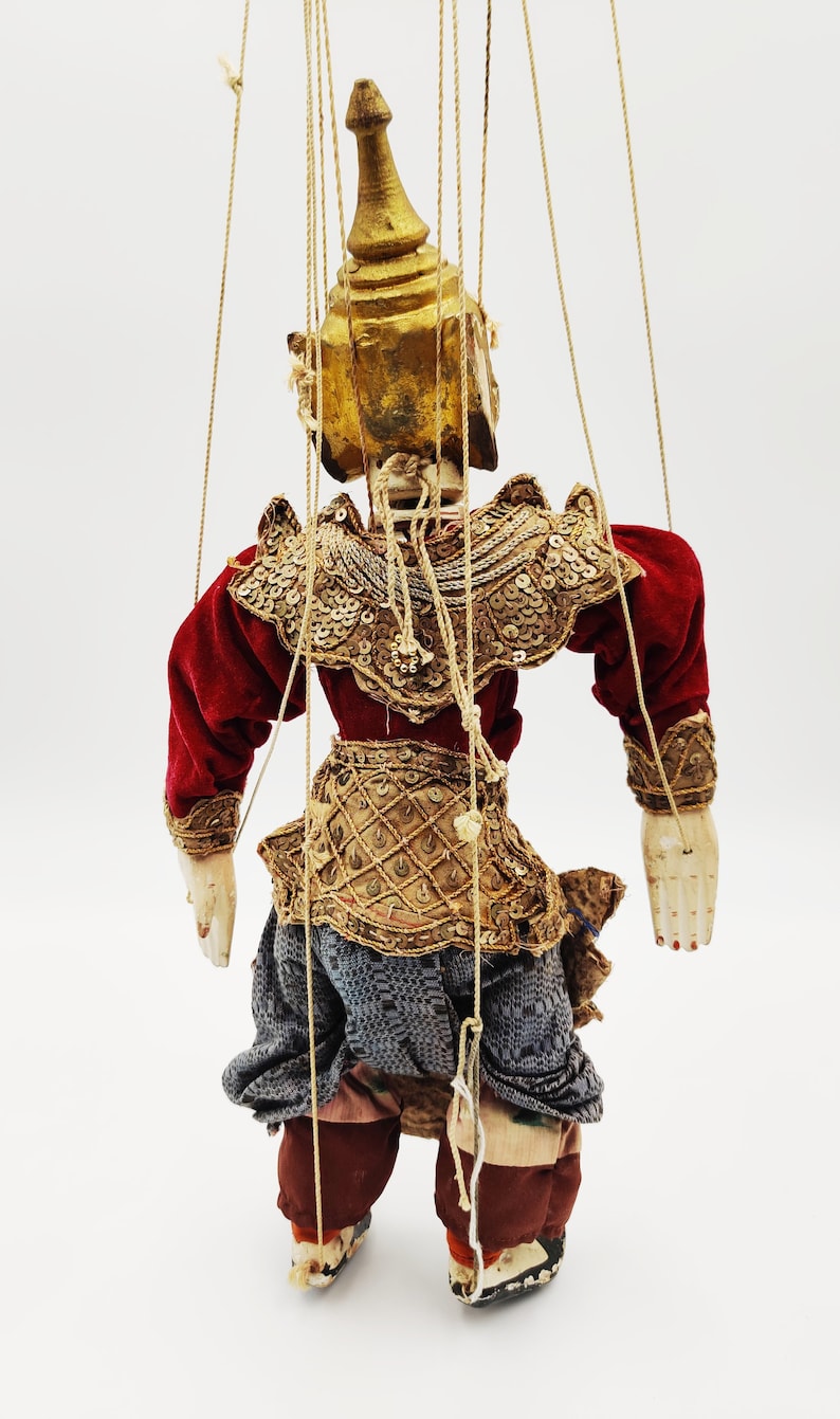 ANTIQUE BURMESE PUPPET Old String Puppet Red Velvet Beaded | Etsy