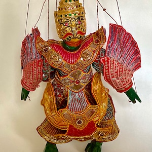 GOLDEN BURMESE MARIONETTE Vintage Gilt Puppet Beaded Sequined ...