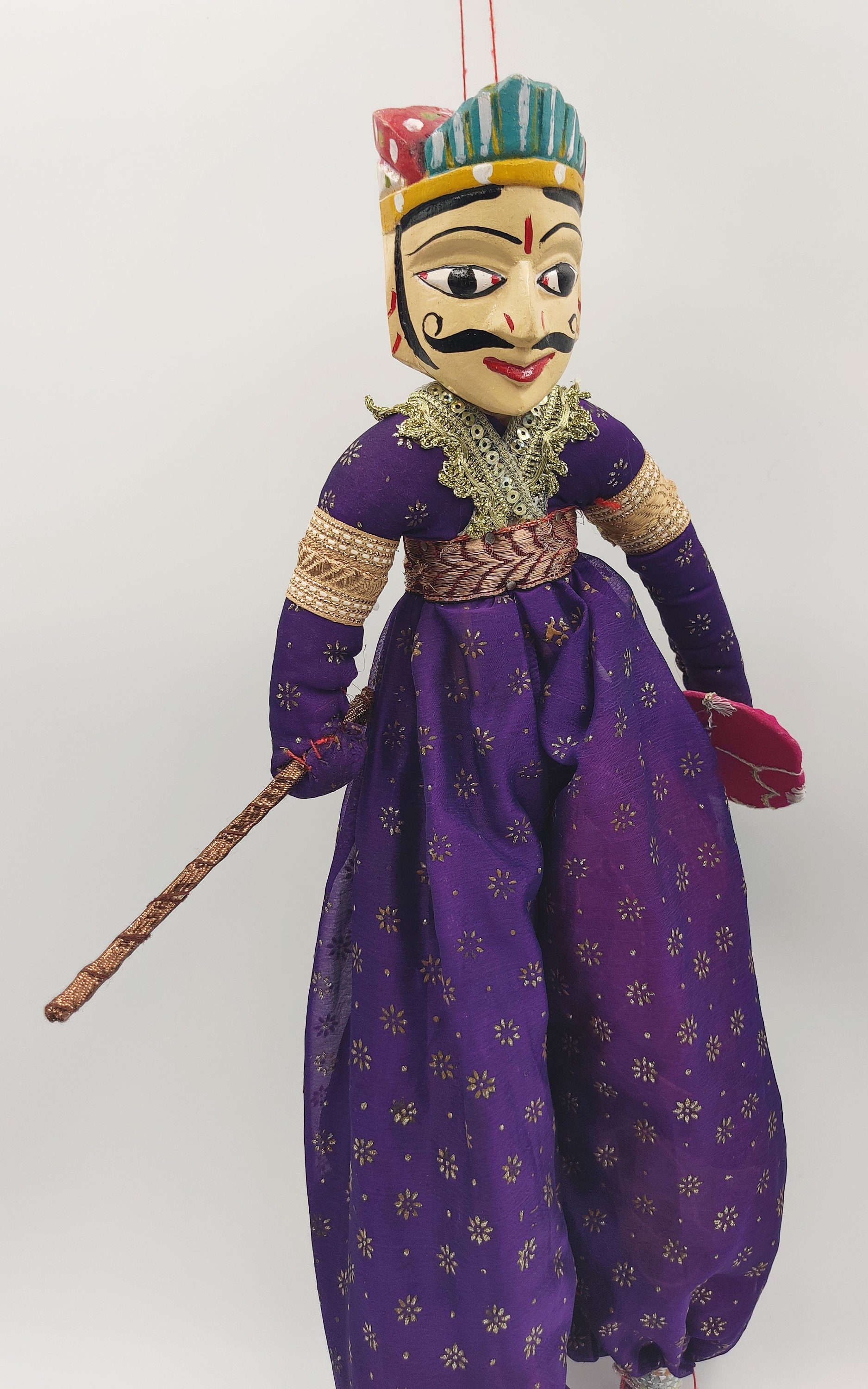 INDIAN STRING PUPPETS Rajasthani Kathputli Couple Chiffon Saree Hand ...