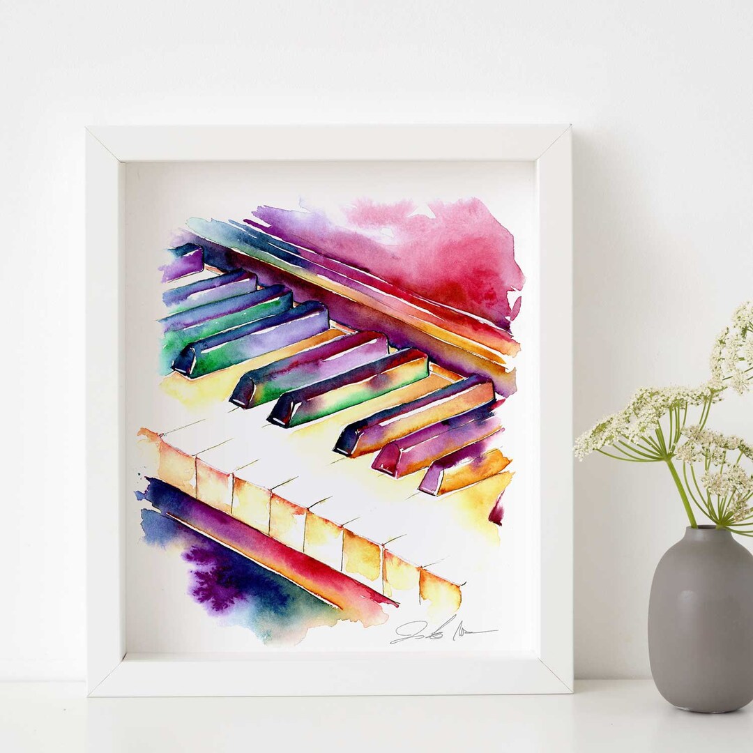 Colorful Piano Keys Watercolor Painting by Jamie Hansen - Etsy