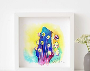 Guitar Watercolor - Etsy
