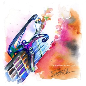 Capo Wall Art Guitar Capo Painting Watercolor of a Capo Musician Gift ...