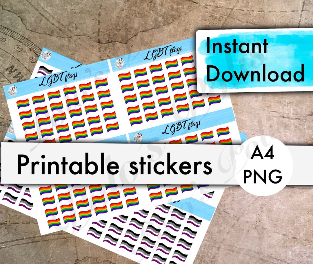 A4 Printable LGBT Flags Planner Stickers, Pride Digital Download - Etsy