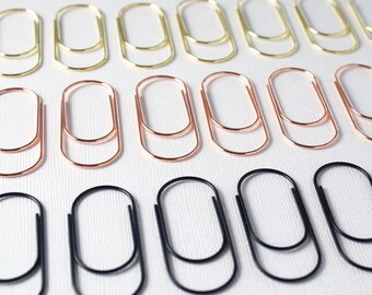 Extra Wide Jumbo Planner Paper Clips Large PAPERCLIP Black Rose Gold ...